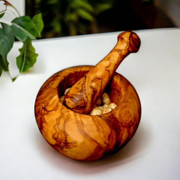 Olive Wood Mortars & Pestles Round Mortar and Pestle