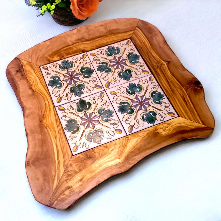 Olive Wood Tableware Rustic Olive Wood Ceramic Tray